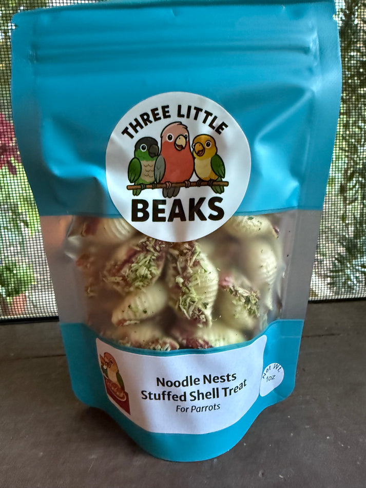 Noodle Nests – Stuffed Shell Treat for Parrots – Three Little Beaks